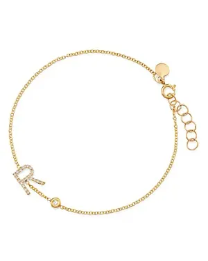 ZOE LEV Zoe Lev 14k Yellow Gold Diamond Initial & Bezel Bracelet R/gold