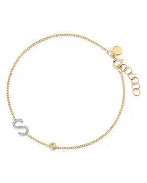 ZOE LEV Zoe Lev 14k Yellow Gold Diamond Initial & Bezel Bracelet S/gold
