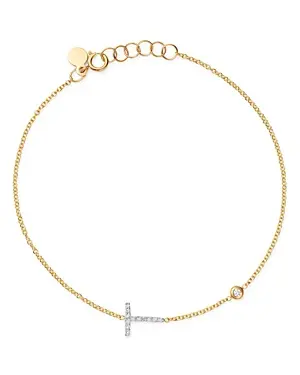 ZOE LEV Zoe Lev 14k Yellow Gold Diamond Initial & Bezel Bracelet T/gold