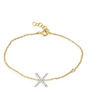 ZOE LEV Zoe Lev 14k Yellow Gold Diamond Initial & Bezel Bracelet X/gold