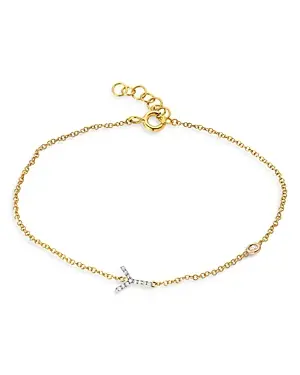 ZOE LEV Zoe Lev 14k Yellow Gold Diamond Initial & Bezel Bracelet Y/gold