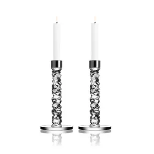 ORREFORS Carat Candleholder, Pair - Clear