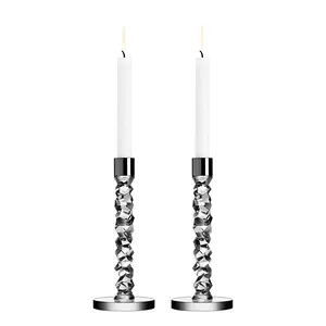 ORREFORS Carat High Candlesticks, Pair Clear