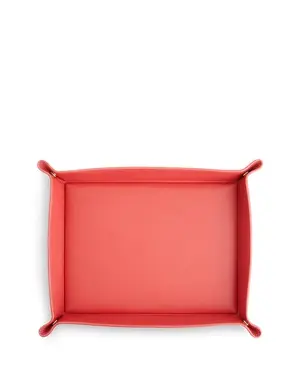 ROYCE NEW YORK Large Leather Catchall Valet Tray - Red