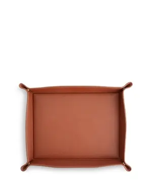 ROYCE NEW YORK Large Leather Catchall Valet Tray - Tan