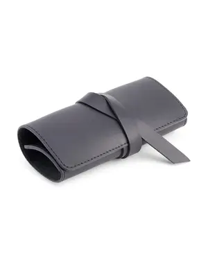 ROYCE NEW YORK Leather Cord Organizer Roll - Black