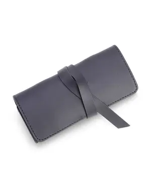 ROYCE NEW YORK Leather Cord Organizer Roll - Black