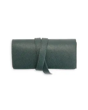 ROYCE NEW YORK Leather Cord Organizer Roll Dark Green