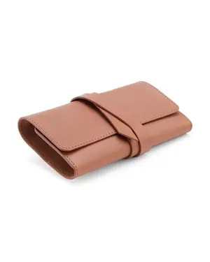 ROYCE NEW YORK Leather Cord Organizer Roll - Tan