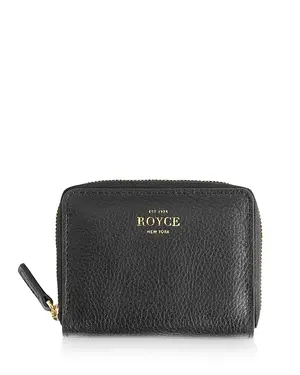 ROYCE NEW YORK Leather Zip-around Card Case - Black