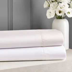 HUDSON PARK COLLECTION 500tc Sateen Wrinkle-resistant Extra Deep Flat Sheet, Queen Exclusive - Ivory
