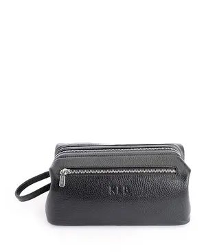 ROYCE NEW YORK Classic Leather Toiletry Bag - Black
