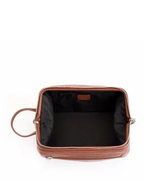 ROYCE NEW YORK Classic Leather Toiletry Bag - Tan