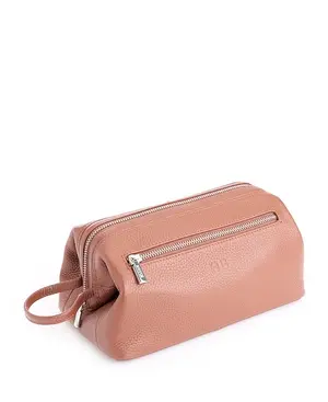ROYCE NEW YORK Classic Leather Toiletry Bag - Tan