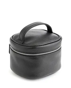 ROYCE NEW YORK Compact Leather Cosmetic Bag - Black