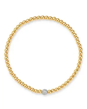 ZOE LEV 14k Yellow Gold Diamond Accent Bead Bracelet - White/gold