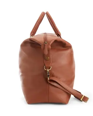 ROYCE NEW YORK Leather Weekender Duffel Bag - Tan
