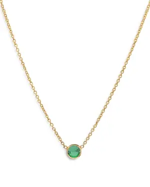 ZOE LEV 14k Yellow Gold Solitaire Pendant Necklace - Emerald