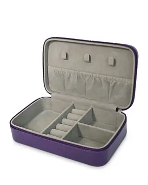 ROYCE NEW YORK Zippered Travel Jewelry Case Purple