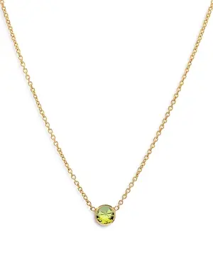 ZOE LEV 14k Yellow Gold Solitaire Pendant Necklace - Peridot