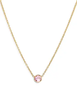 ZOE LEV 14k Yellow Gold Solitaire Pendant Necklace - Rose Zircon