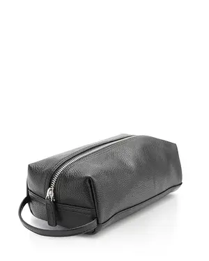 ROYCE NEW YORK Leather Compact Toiletry Travel Bag - Black