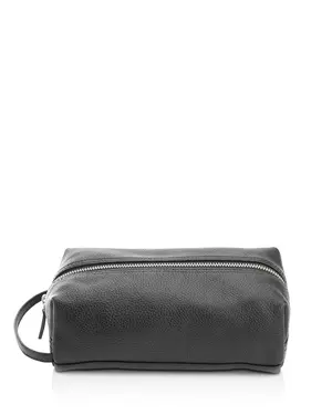 ROYCE NEW YORK Leather Compact Toiletry Travel Bag - Black