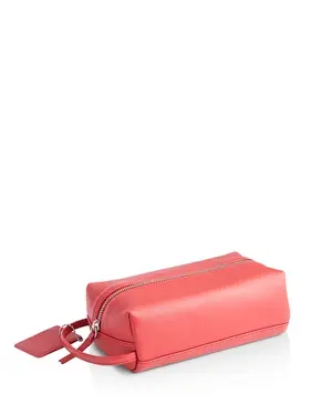 ROYCE NEW YORK Leather Compact Toiletry Travel Bag - Red