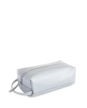 ROYCE NEW YORK Leather Compact Toiletry Travel Bag Silver