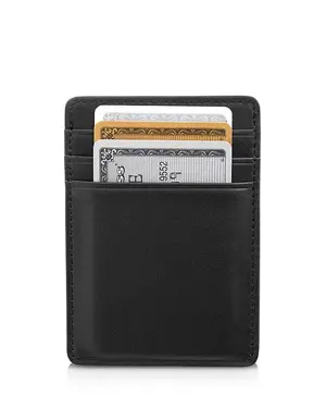 ROYCE NEW YORK Leather Magnetic Money Clip Wallet - Black