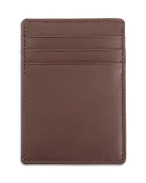 ROYCE NEW YORK Leather Magnetic Money Clip Wallet - Brown