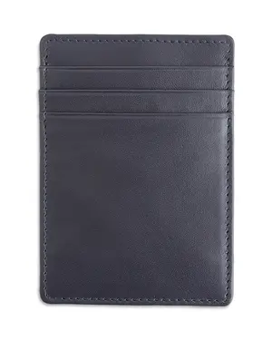 ROYCE NEW YORK Leather Magnetic Money Clip Wallet - Navy Blue