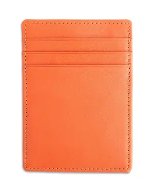 ROYCE NEW YORK Leather Magnetic Money Clip Wallet - Orange