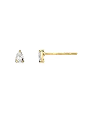 ZOE LEV 14k Yellow Gold Diamond Pear Stud Earrings - White/gold