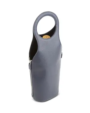 ROYCE NEW YORK Wine Champagne Leather Travel Tote - Dark Blue