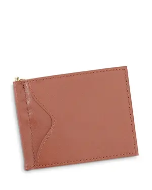 ROYCE NEW YORK Leather Rfid-blocking Money Clip Wallet Tan