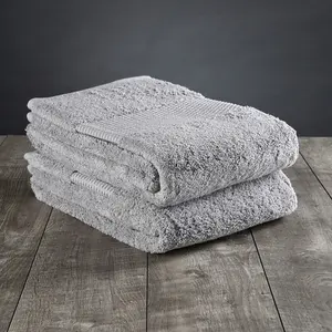 DELILAH HOME Organic Cotton Face Towels, Set Of 2 - Light Gray