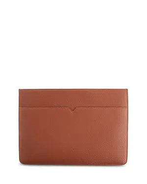 ROYCE NEW YORK Pebble Grain Leather Laptop Sleeve - Tan