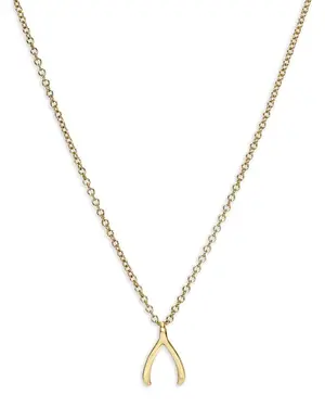 ZOE LEV 14k Yellow Wishbone Pendant Necklace - Gold