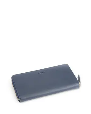ROYCE NEW YORK Leather Rfid Blocking Continental Wallet - Navy Blue
