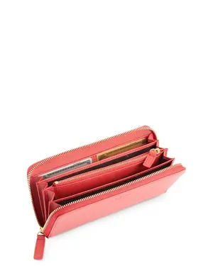 ROYCE NEW YORK Leather Rfid Blocking Continental Wallet - Red