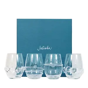 JULISKA Heritage Stemless Wine Glasses, Assorted Set Of 4 - Clear
