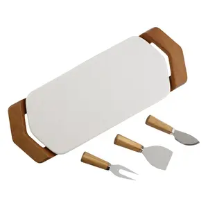 NAMBE Chevron Cheese Tray With Knives