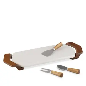 NAMBE Chevron Cheese Tray With Knives