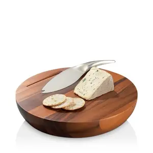NAMBE Harmony Cheese Board & Knife - Silver/brown
