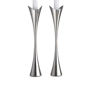 NAMBE 11 Curve Candlesticks, Set Of 2 - Silver