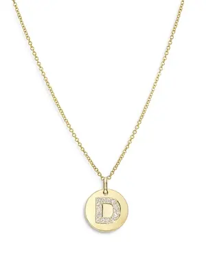 ZOE LEV 14k Yellow Gold Diamond Initial Pendant Necklace D