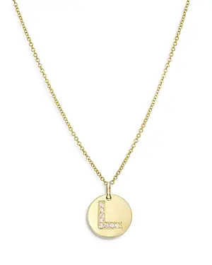 ZOE LEV 14k Yellow Gold Diamond Initial Pendant Necklace L