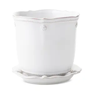 JULISKA Berry & Thread 5.25 Planter With Saucer - Whitewash