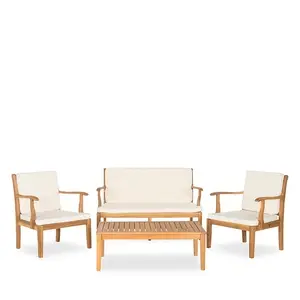 SAFAVIEH Fresno 4-piece Outdoor Living Set - Natural/beige